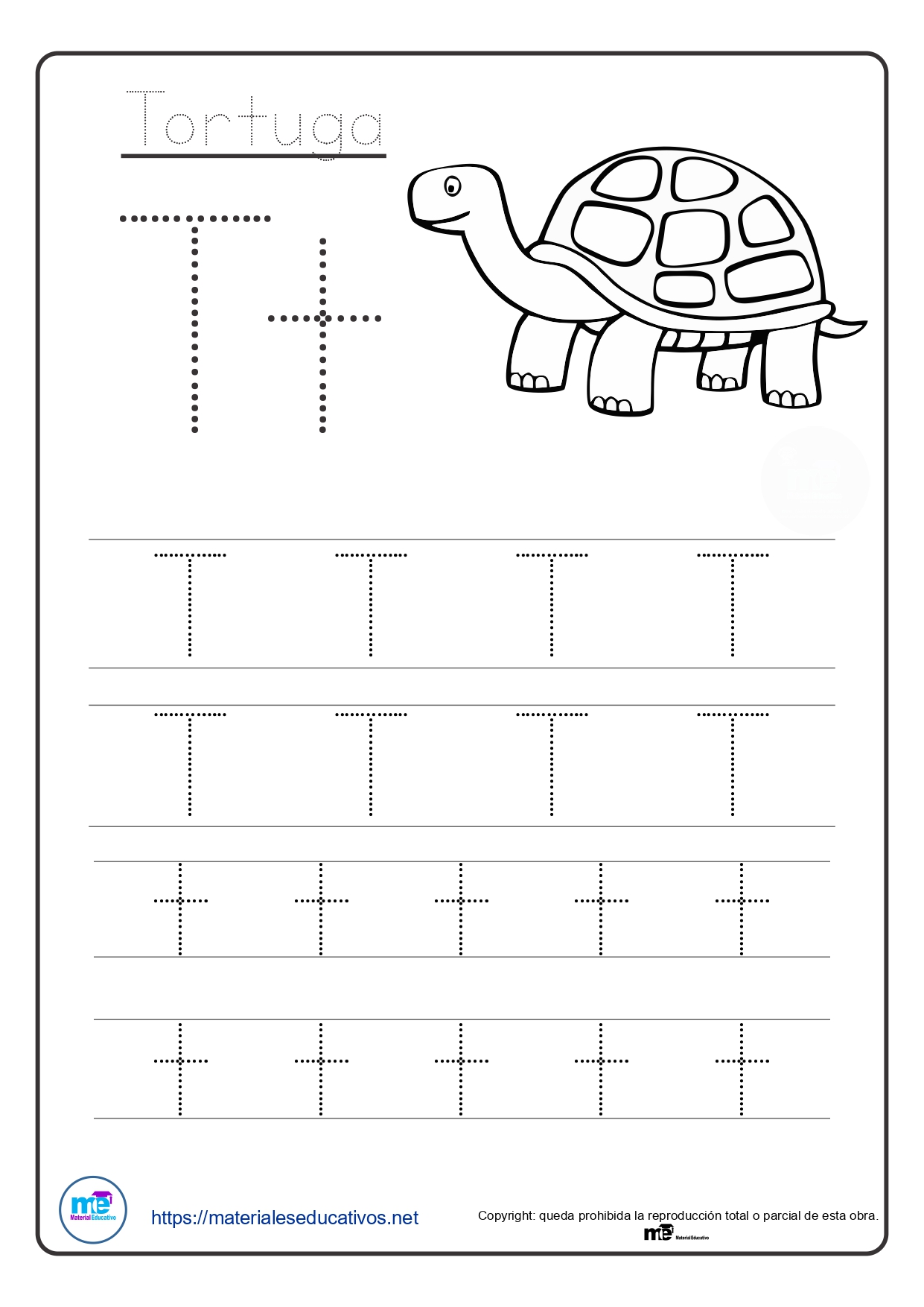 Trazos del Abecedario y Coloreamos los Dibujos T