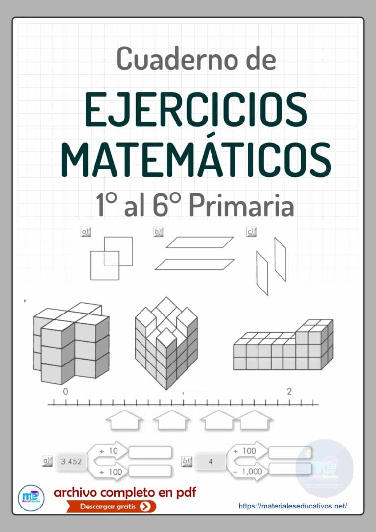 Cuaderno de Ejercicios de matemáticas nivel primaria - Materiales ...