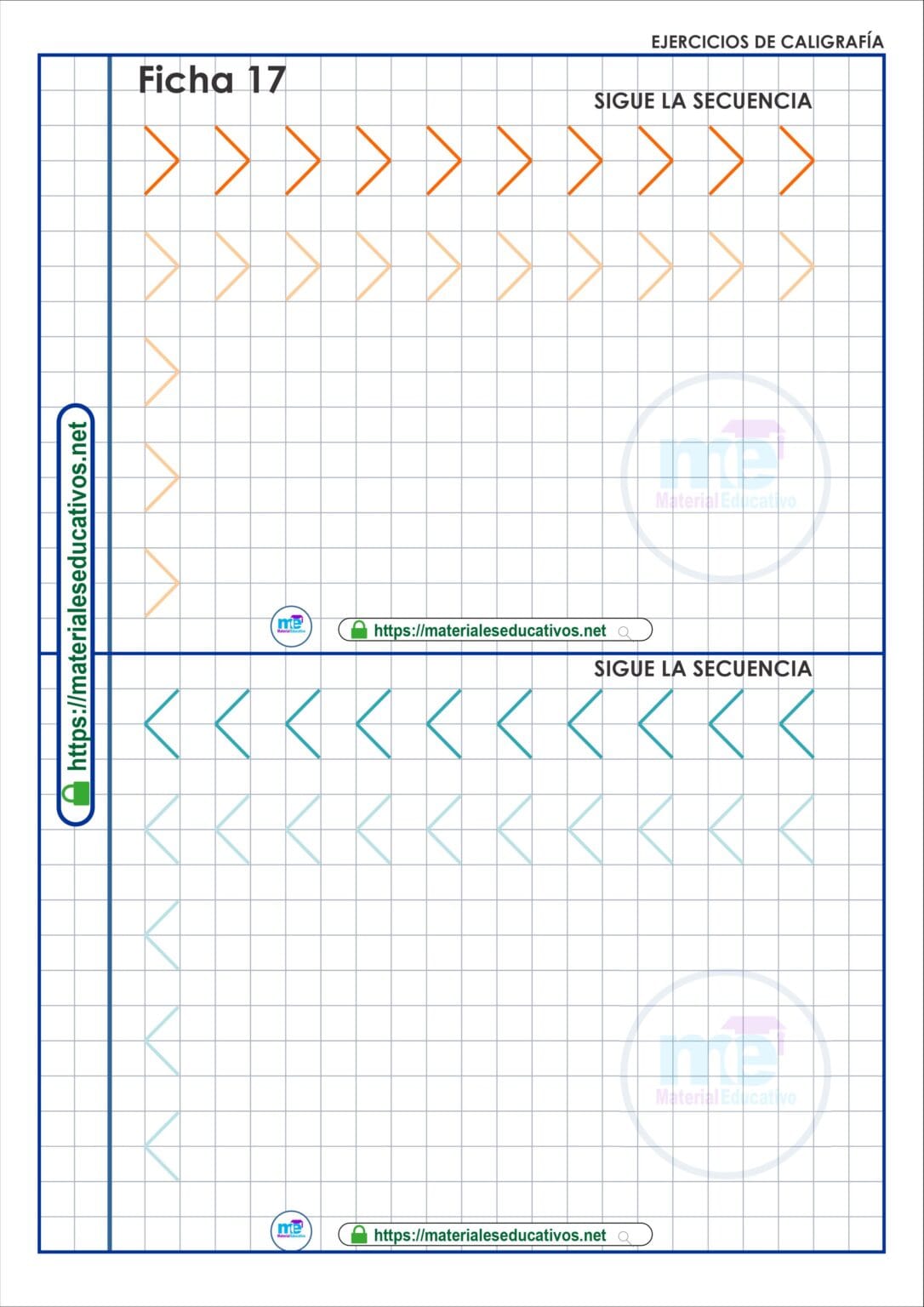 EJERCICIOS DE CALIGRAFÍA FICHA 18 - Materiales Educativos