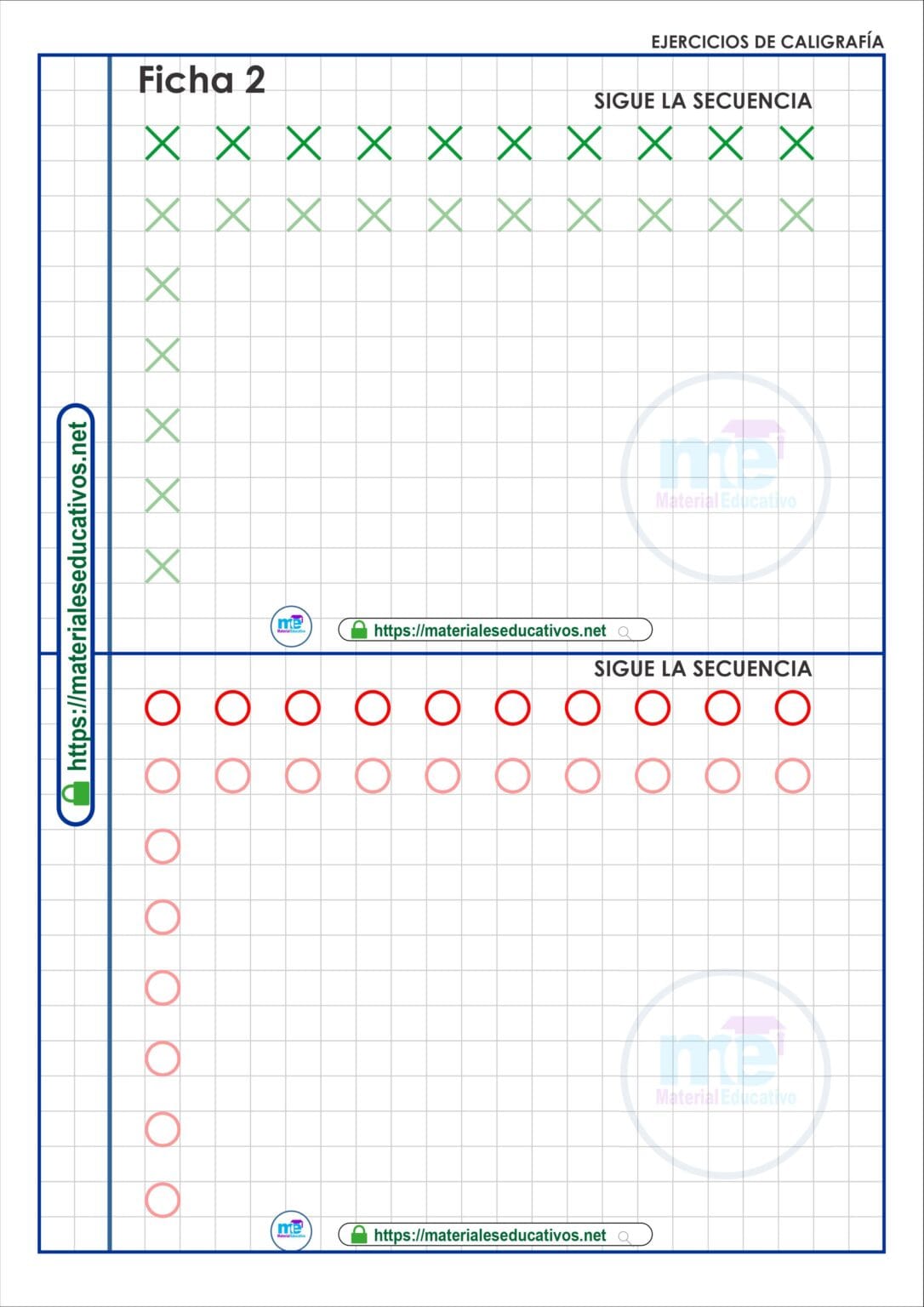 EJERCICIOS DE CALIGRAFÍA FICHA 2 - Materiales Educativos