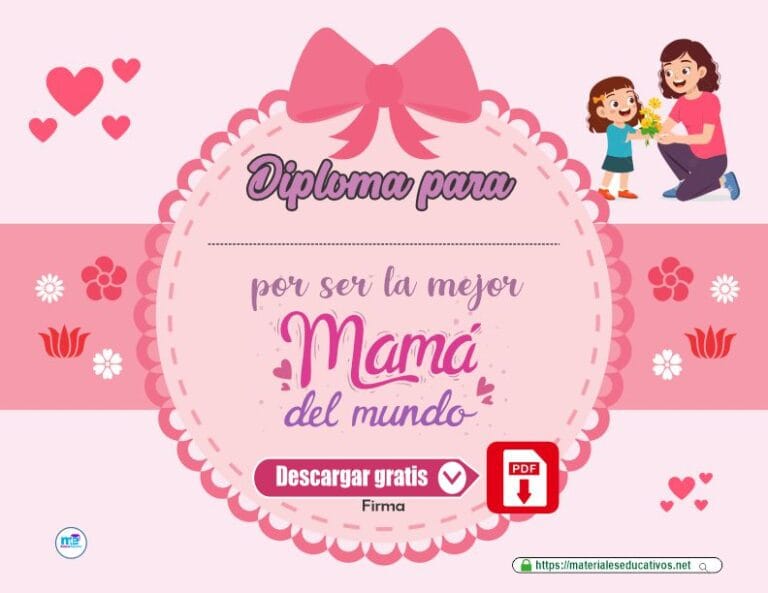 Diploma para mamá Día de las Madres modelo 1 - Materiales Educativos