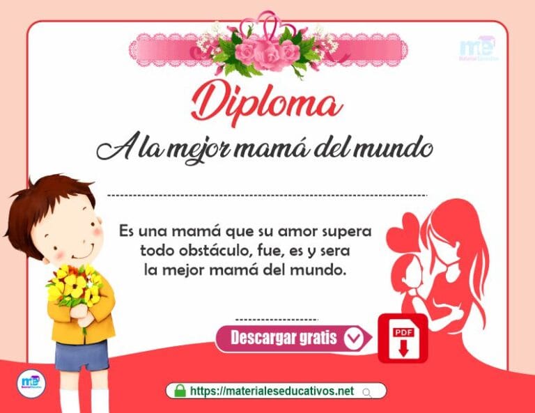Diploma para mamá Día de las Madres modelo 6 - Materiales Educativos
