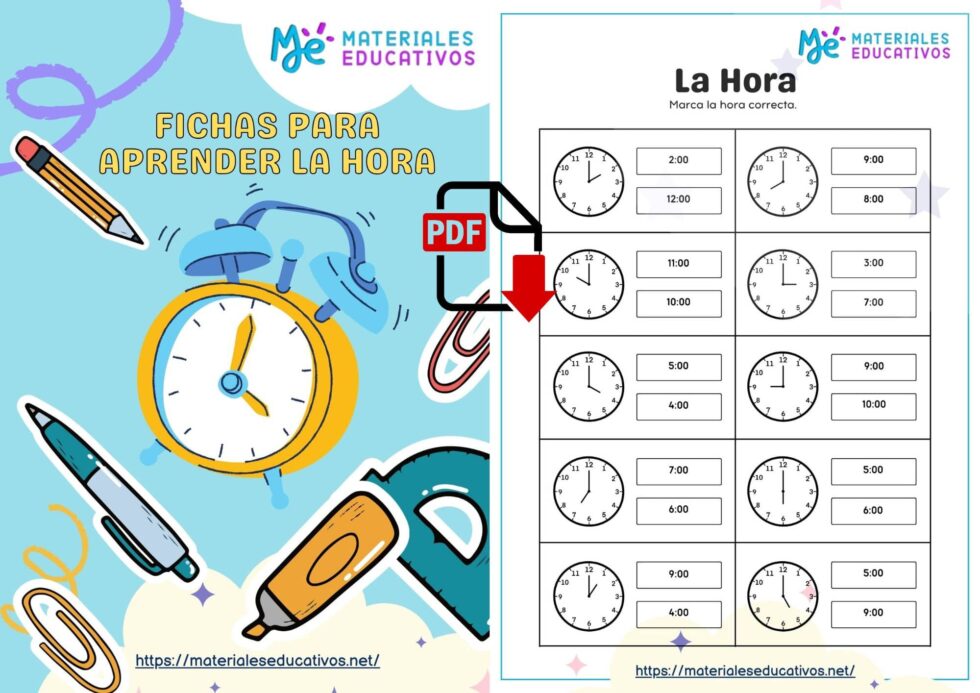 Ejercicios de reloj para primaria - Materiales Educativos