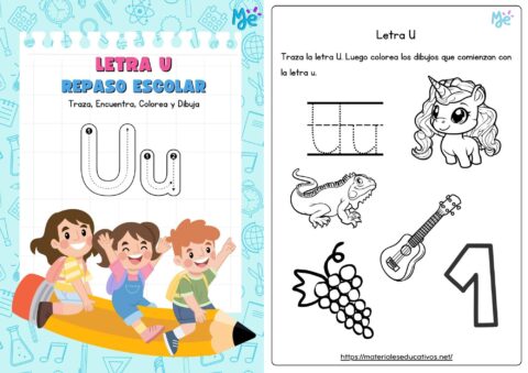 Cuadernillo Letra U Para Colorear - Materiales Educativos